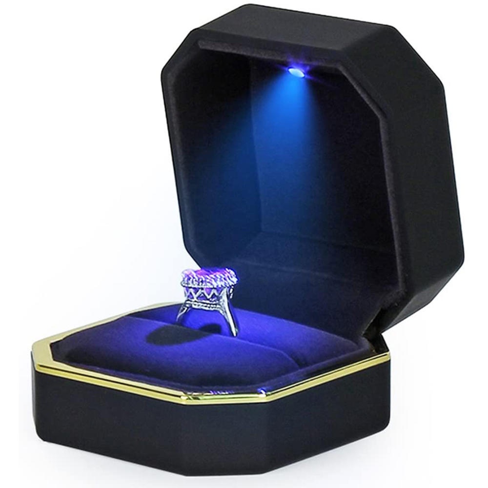 Luxury Ring Box Square Delicate edges Velvet Wedding Ring Case Jewelry ...