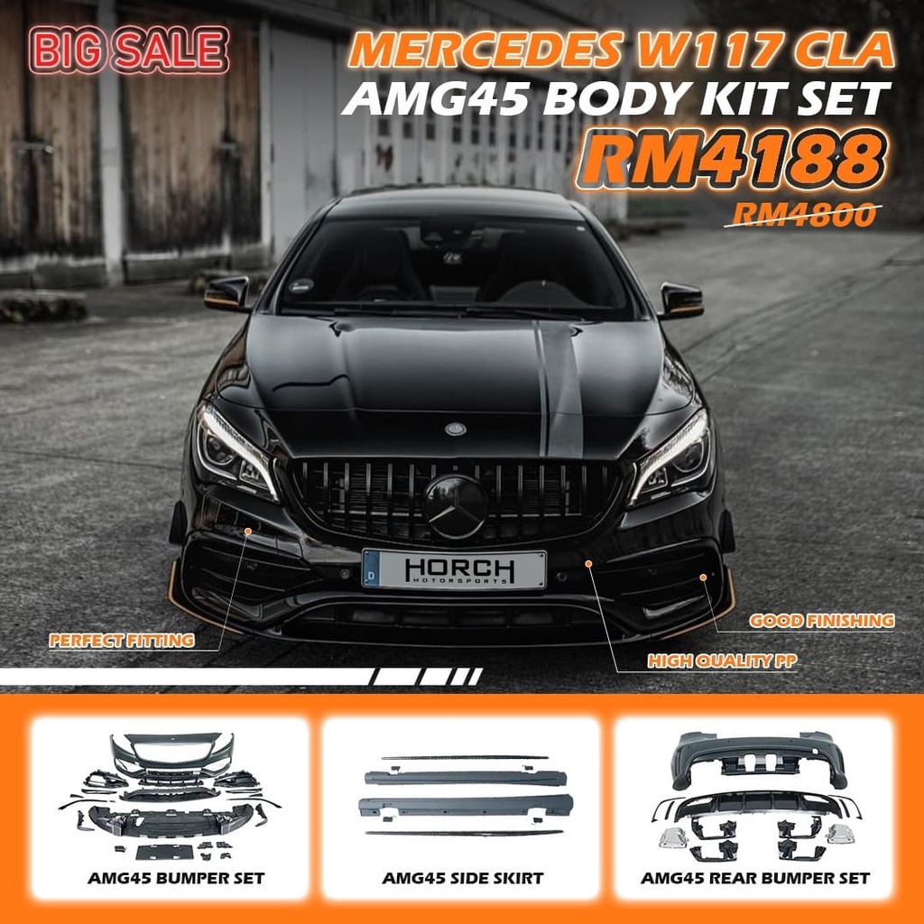 Mercedes W117 CLA 45 AMG Facelift full body kit PP | Shopee Malaysia