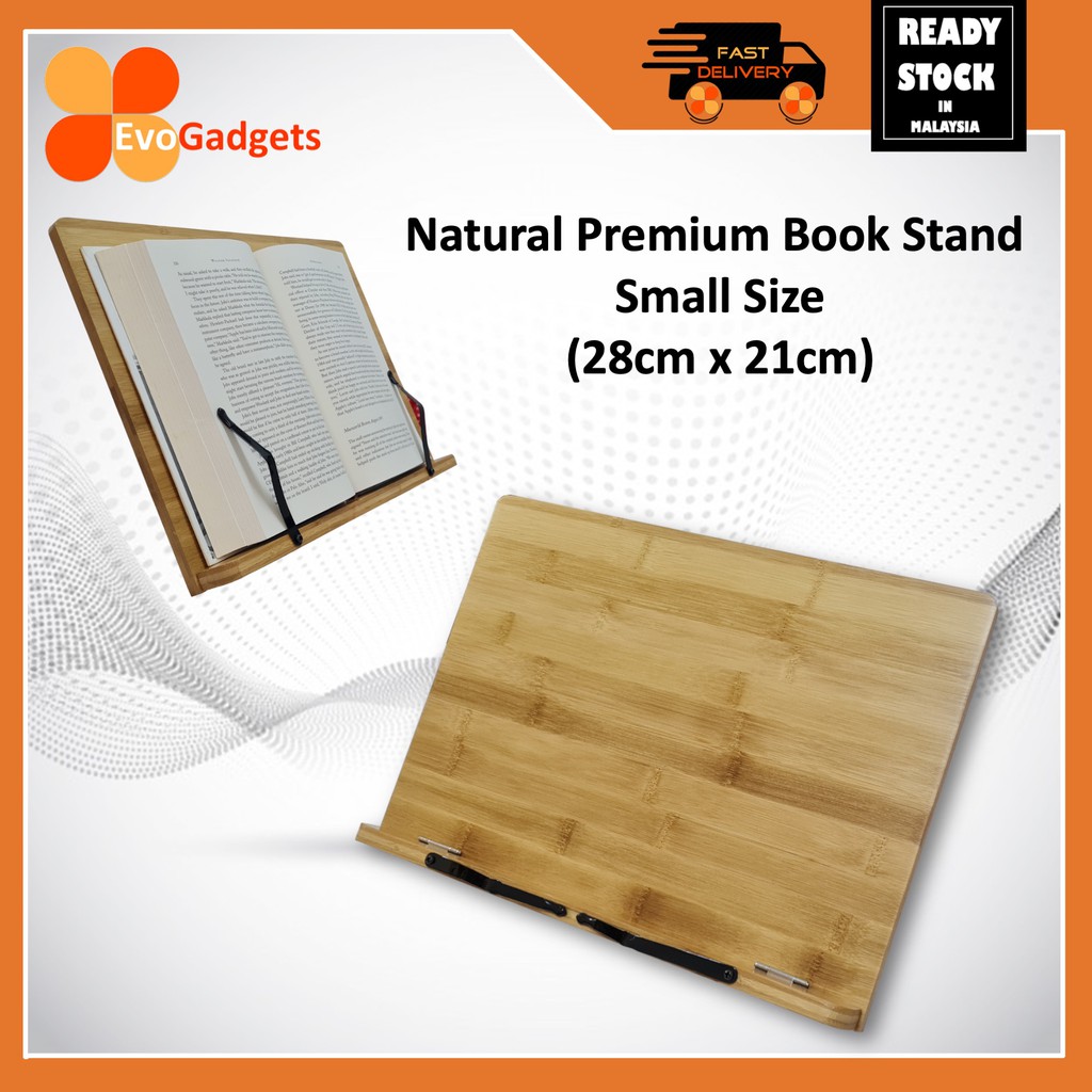 Premium Ergonomic Adjustable Bamboo Book Stand / Clips / Book Holder ...