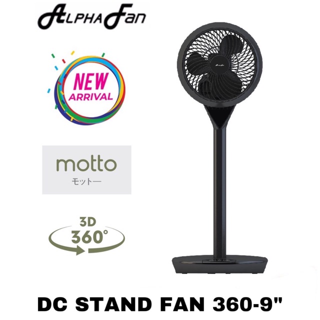 ALPHA MOTTO 360 STAND FAN 9” BLACK 12 SPEED WITH ROMOTE CONTROL ...