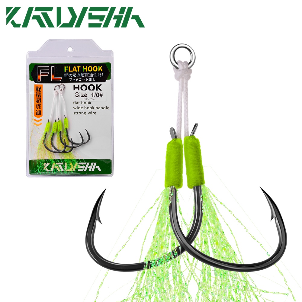 PROBEROS 2Set Slow Jig Assist Hooks 1/0-4/0# Metal Jigging Double Hook ...