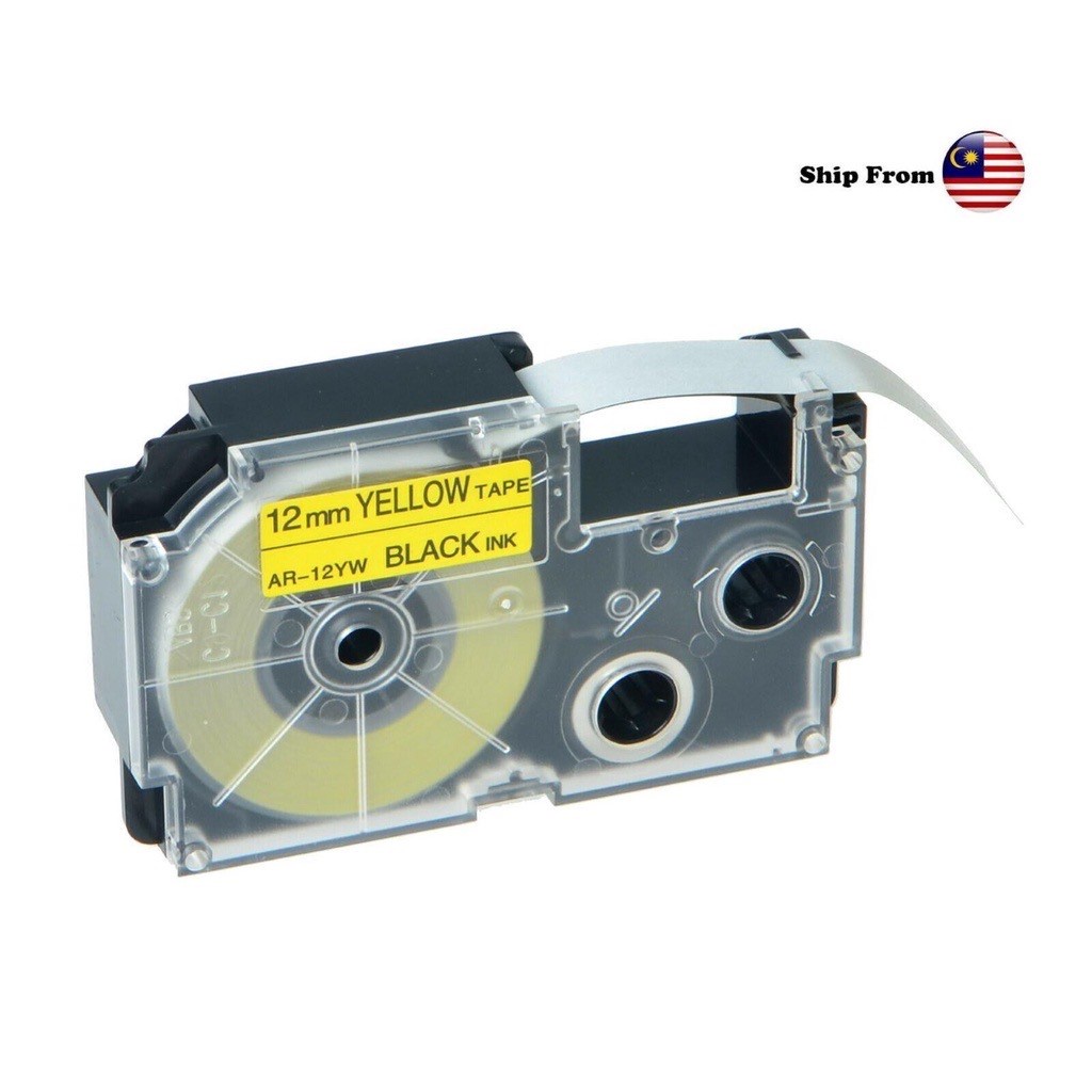 [ READY STOCK ] XR-12YW XR12YW Casio Compatible EZ XR Tape Label Printer Cartridge Sticker 12mm ...