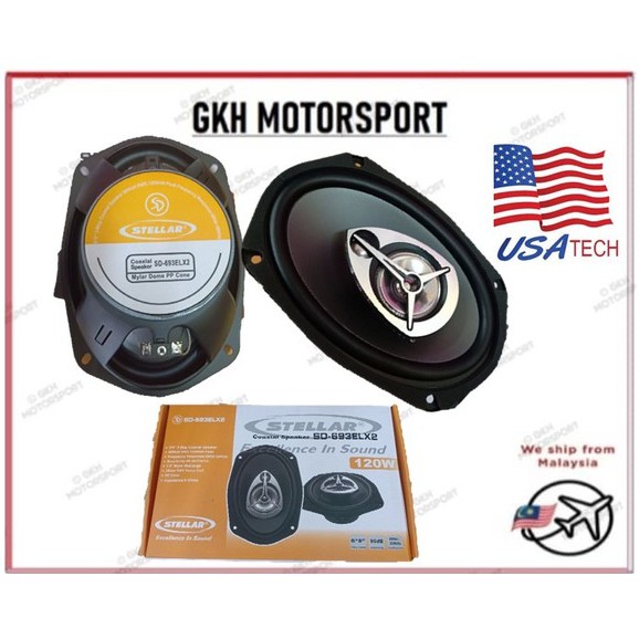 STELLAR 6x9 3 Way Triangle COAXIAL speaker 120WATT 60WQTT RMS peak ...