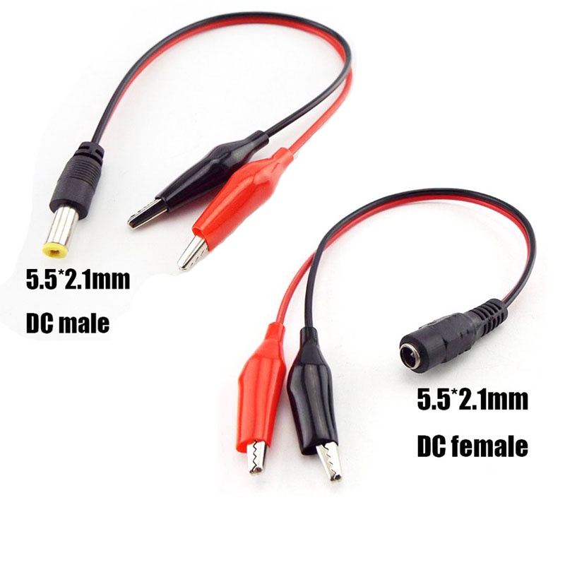 25cm 5.5MM 2.1MM Alligator Clip DC Jack Connector Power Male Female to ...