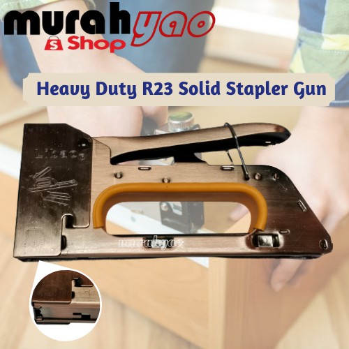 Heavy Duty R23 Solid Stapler Gun Tacker Fineline Ergonomic 13/4-6-8mm ...