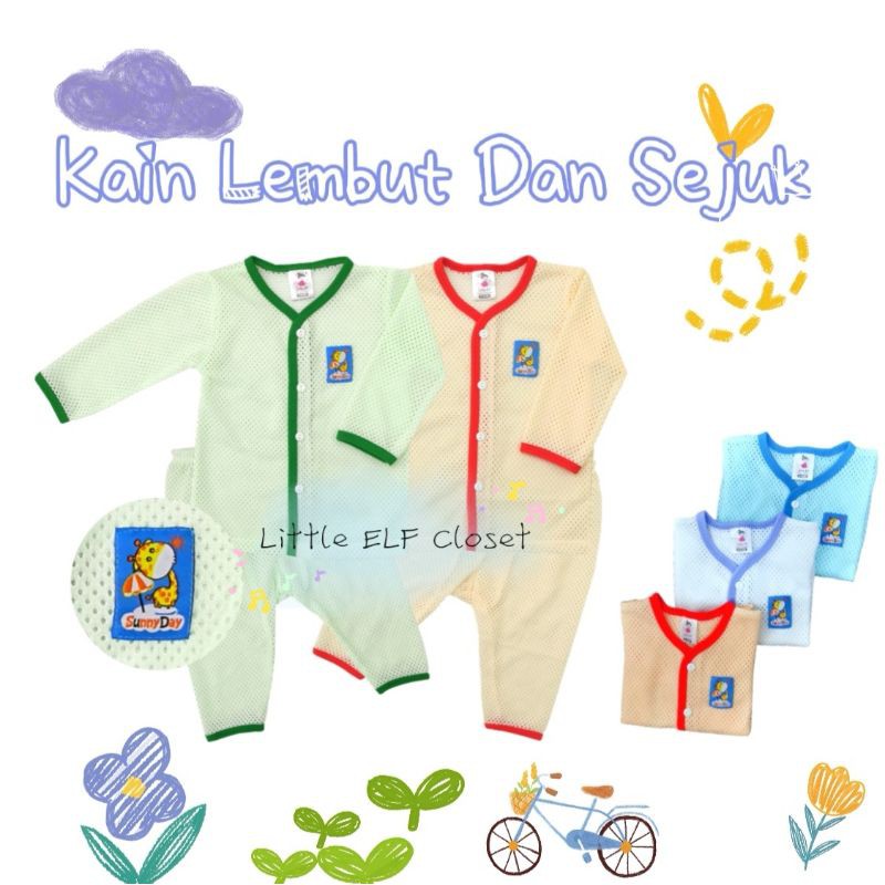Baju Set Bayi/Lubang/Jaring/Butang/Eyelet/Newborn Baby Long Sleeve ...