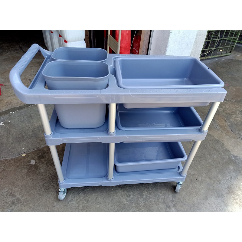 [Ready Stock] Restaurant Collecting Trolley come with 5 collecting ...