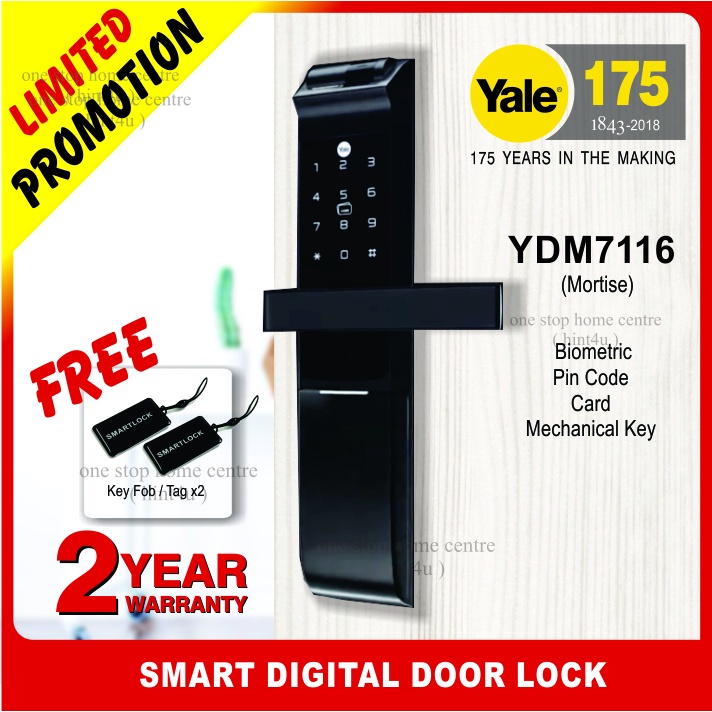 YALE YDM7116 Biometric Fingerprint Smart Pin key Digital Door Lock YDM ...