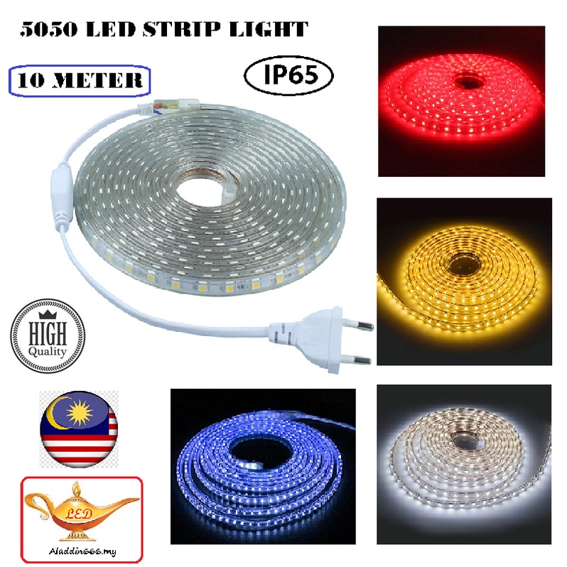 10 METER 5050 LED STRIP LIGHT WEATHERPROOF AC240V HIGH QUALITY (READY ...