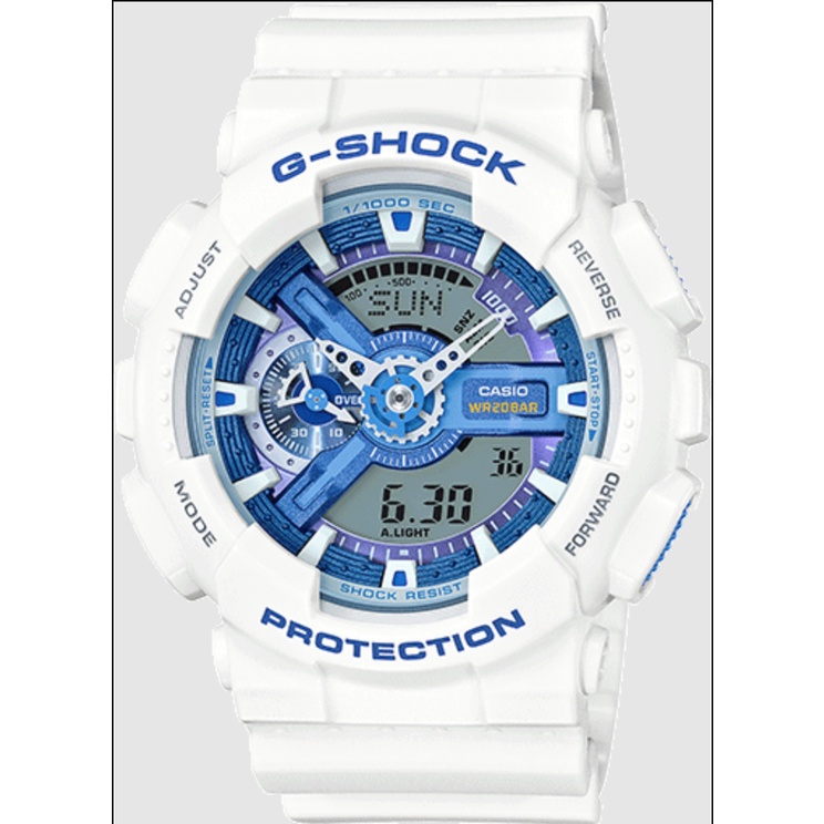 G Shock GA110 White Blue Autolight Jam g shock Putih Biru men digital ...