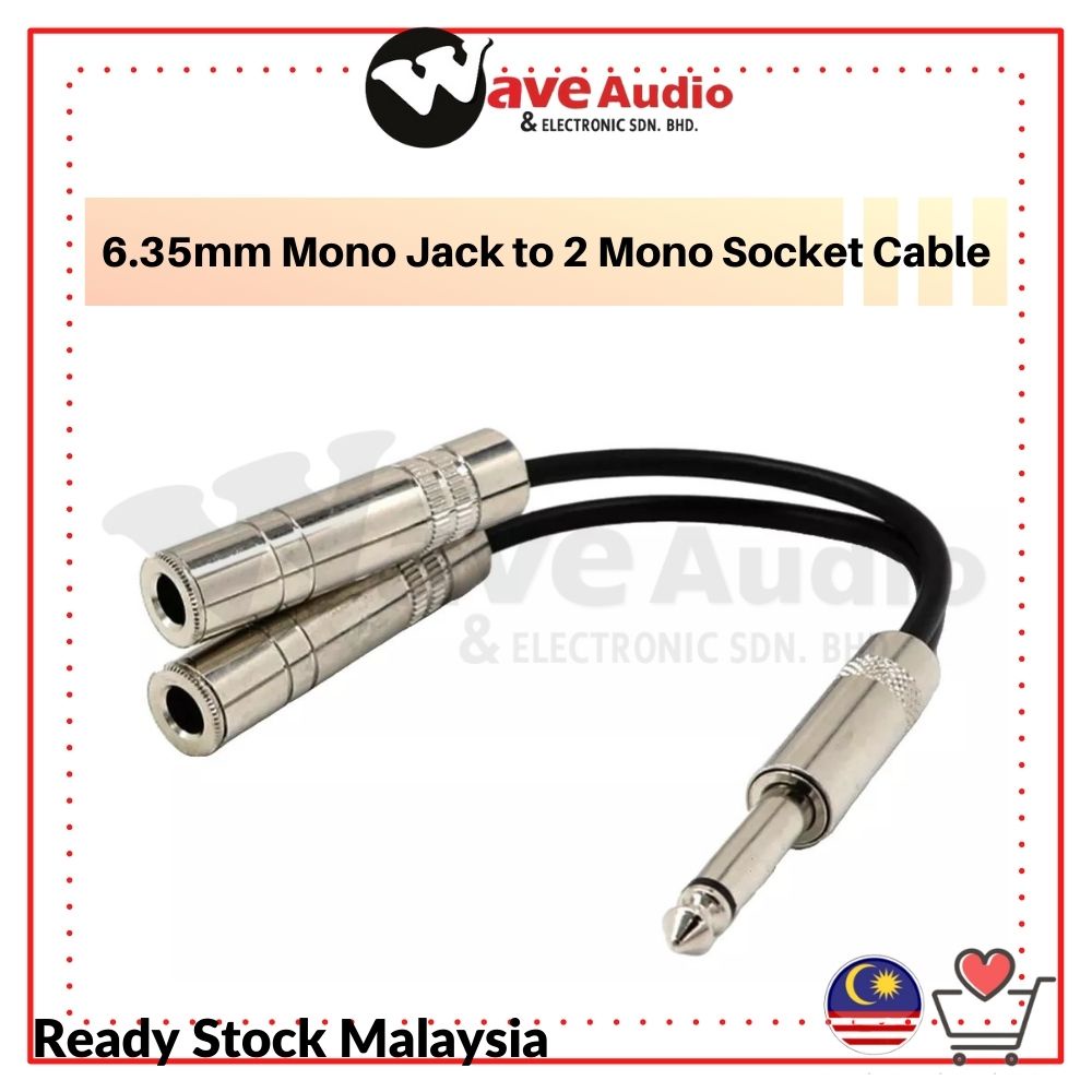 6.35mm 1/4" Jack Male to Dual 6.35mm 1/4" Mono Female Y Splitter ...