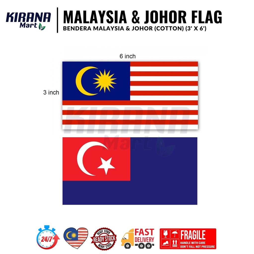 Malaysia & Johor Flag | Bendera Malaysia & Johor (Cotton) (3' x 6') | Shopee Malaysia