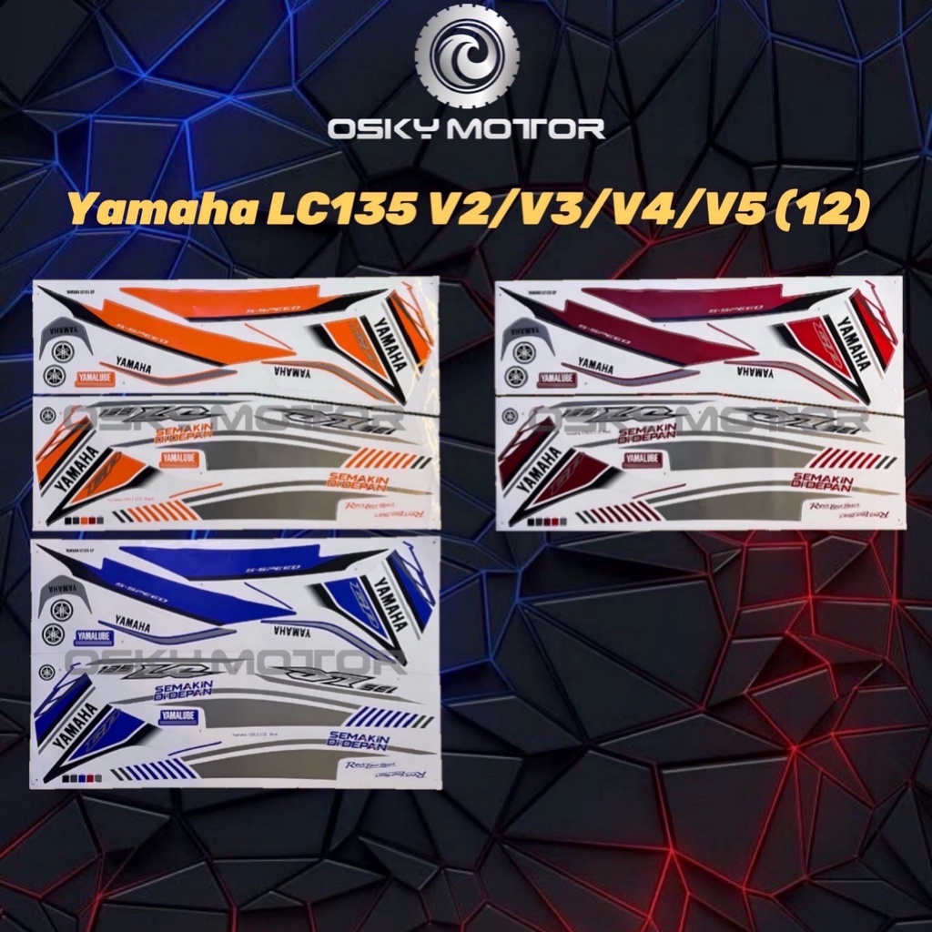 Yamaha LC135 V2/V3/V4/V5 (12) Body Sticker - Black / Red / Blue ...