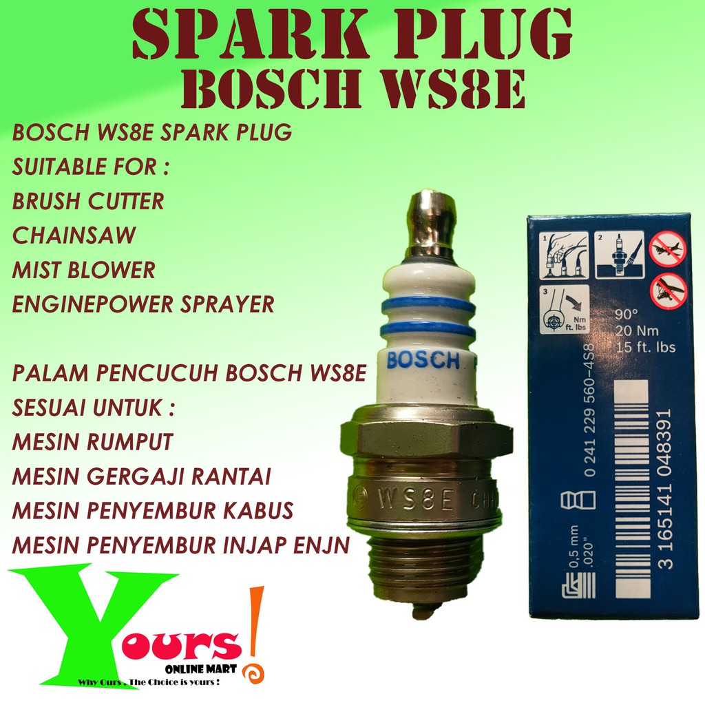 BOSCH WS8E SPARK PLUG \PALAM PENCUCUH BOSCH WS8E (BRUSH CUTTER ...