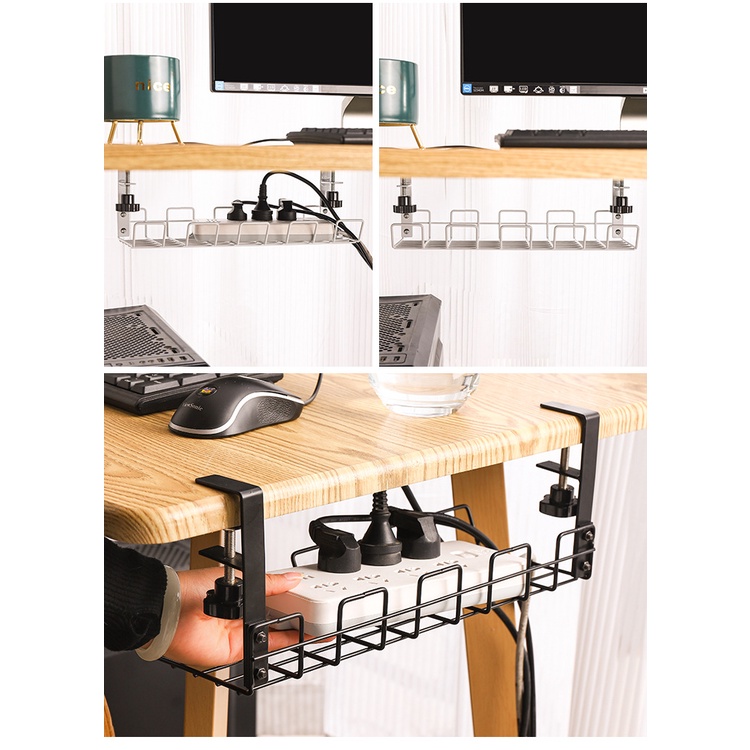 Under Table Storage Rack Cable Management Tray Desk Bottom Socket ...
