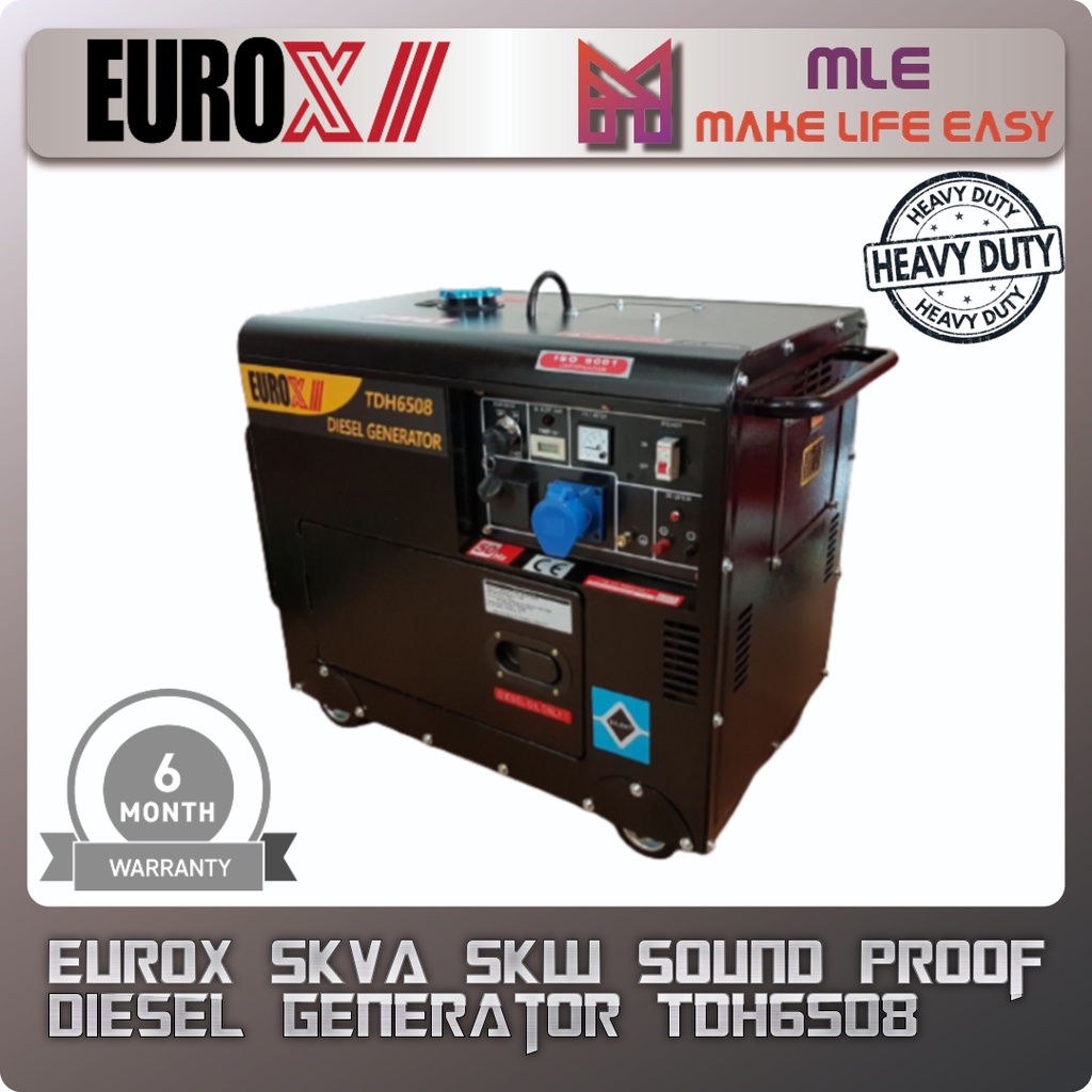 EuroX 5KVA (5000Watt) Sound Proof Diesel Generator TDH6508 - Battery Start - 6 Months Local ...