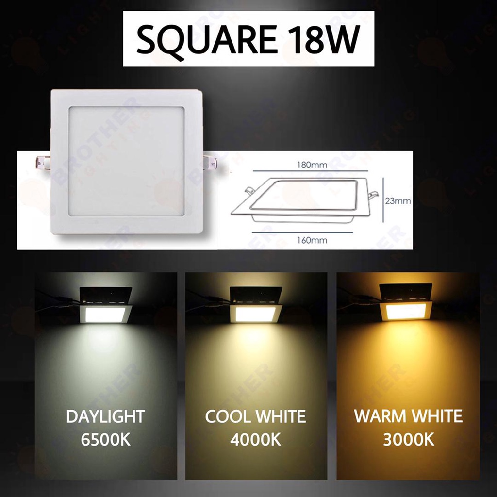 [Premium] Ultra Slim LED Panel Downlight 12W 18W 20W Round Square 4" 6 ...