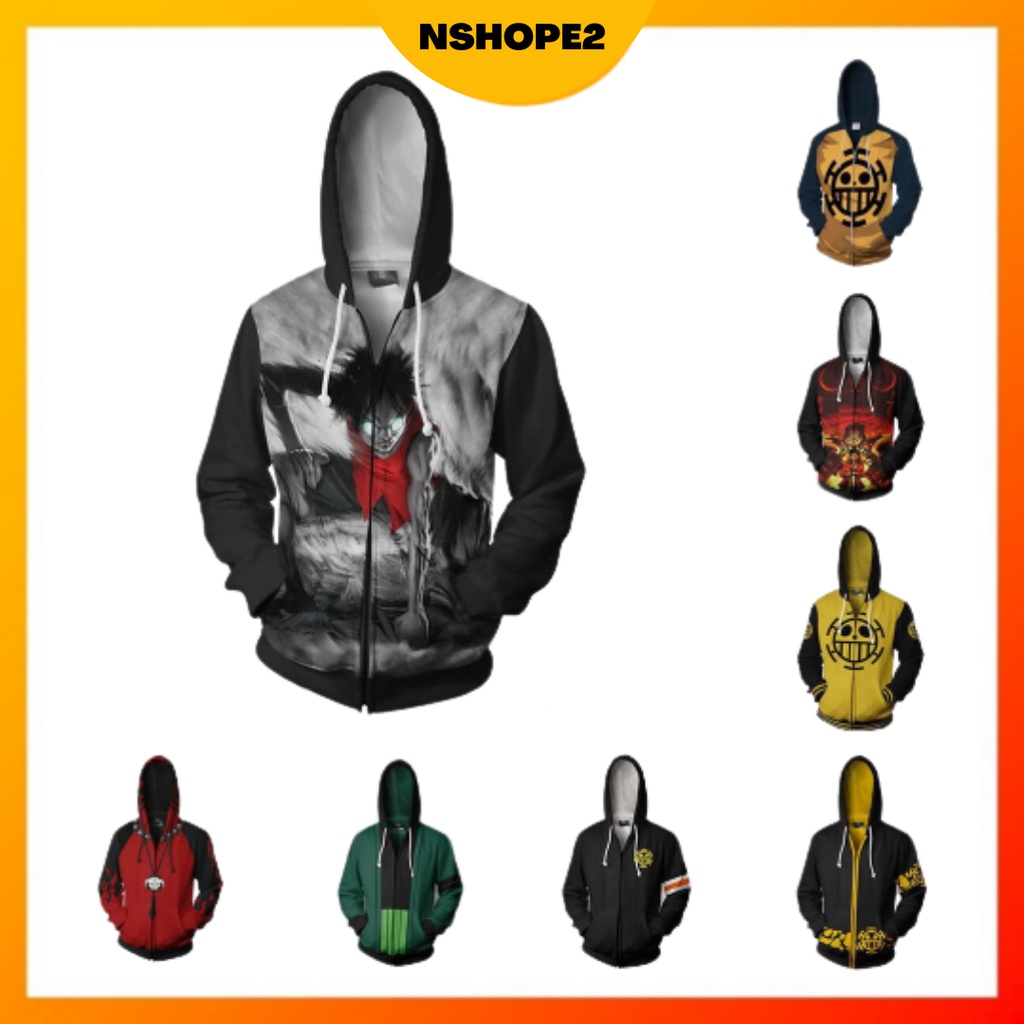 New Fashion Zipper Hoodies Anime One Piece Coat 3D Printed Jacket ...
