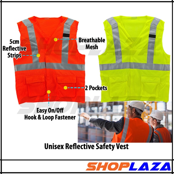 REFLECTIVE VEST HIGH VISIBILITY SAFETY VEST WITH POCKET / UNISEX ...