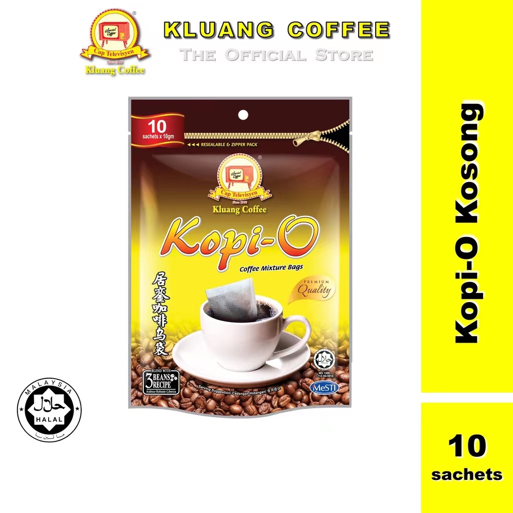 Kluang Black Coffee Cap Televisyen Kopi O Kosong (10 sachets x 1 packs ...