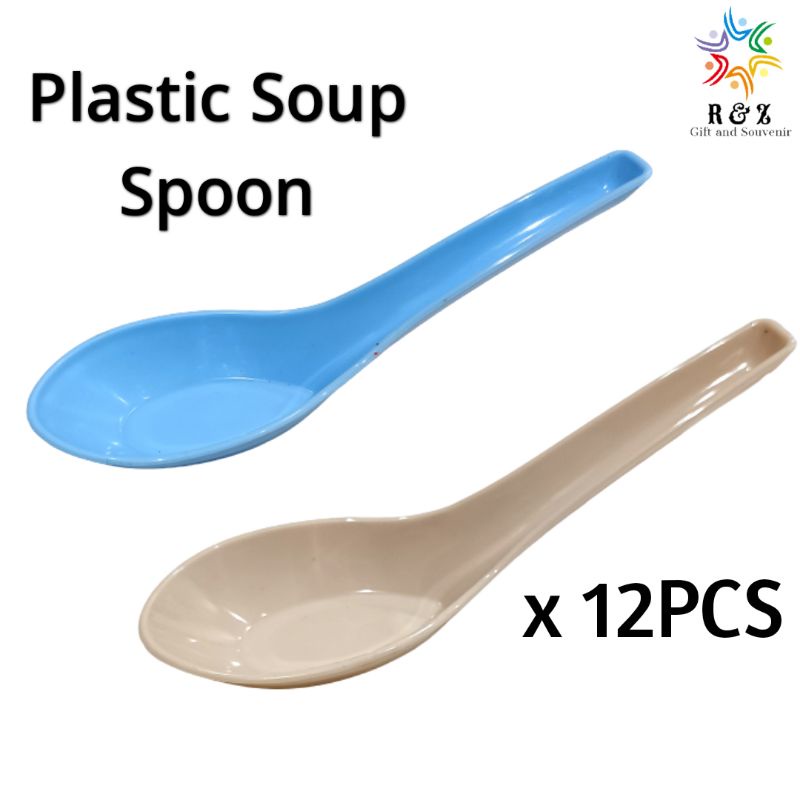 12PCS Plastic Soup Spoon / Plastic Blue Spoon / Plastic Brown Spoon 🔥 ...