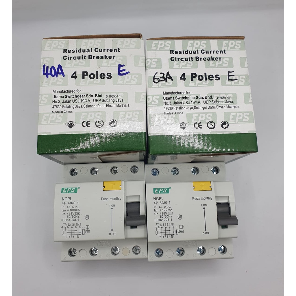ORIGINAL EPS 4Pole 40A AND 63A Earth-leakage circuit breaker | Shopee ...