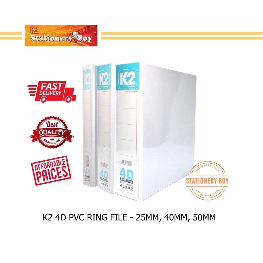 K2 4D PVC Ring File / Fail Kulit Keras Putih 4D | Shopee Malaysia