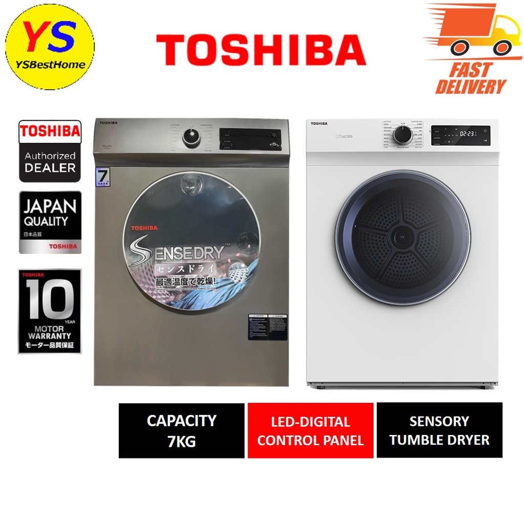 Toshiba TD-H80SEM / TD-H80SEM(SK) 7kg Clothes Tumble Dryer Sense Dry Air Vented 7.0KG Cloth ...