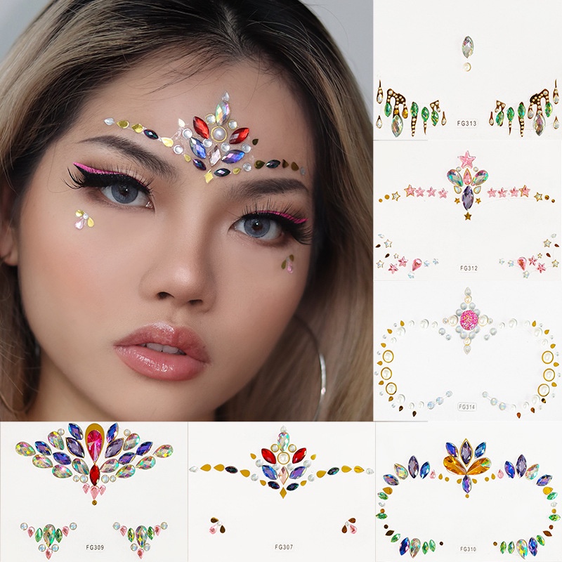 Colorful Glitter Face Jewelry Sticker Face Jewels Diamond Makeup Art ...
