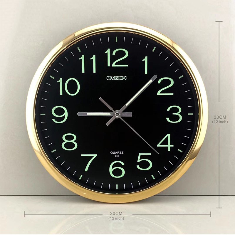 30cm/12inch Modern Luminous Large Quartz Wall Clock Glow In The Dark Bedroom Office | Shopee ...