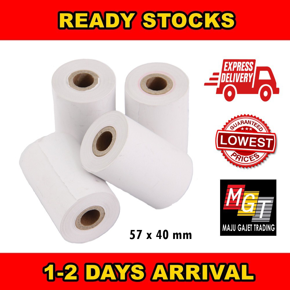 57*40mm Thermal Receipt Paper Roll Kertas Resit Mesin Printer 57mm SRS ...