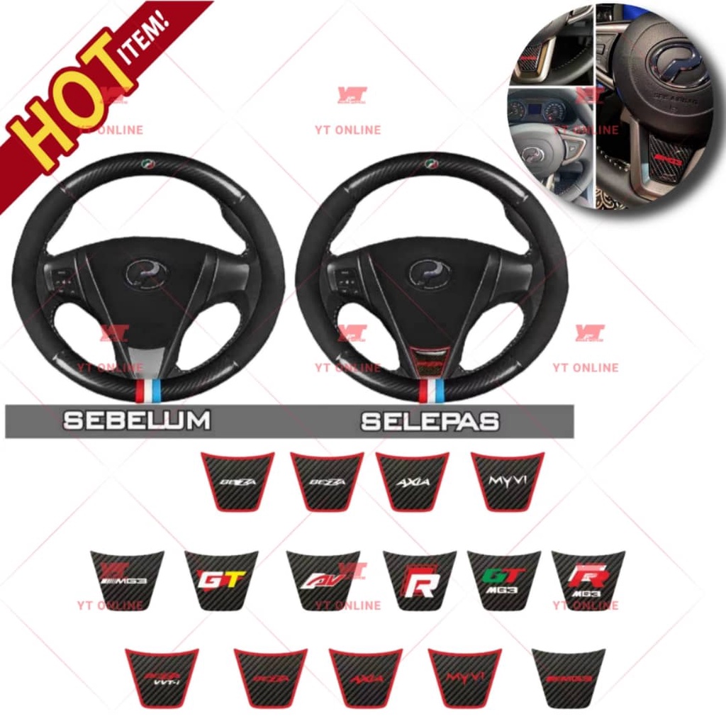 💥NEW ARRIVAL💥HIGH QUALITY 3D CARBON FIBER EMBLEM STICKER CAR STEERING ...