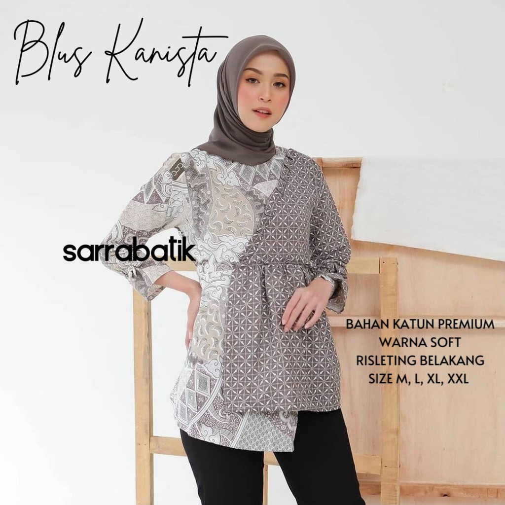 Brown Kanista Blouse Mega Mendung Soft Batik Top Batik Work Office Party Muslim Uniform | Shopee ...