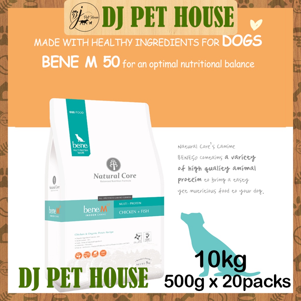 Natural Core Bene M50 Chicken & Fish Formula Dog Food For Dog 10Kg ( 500g x 20packs ) | Shopee ...