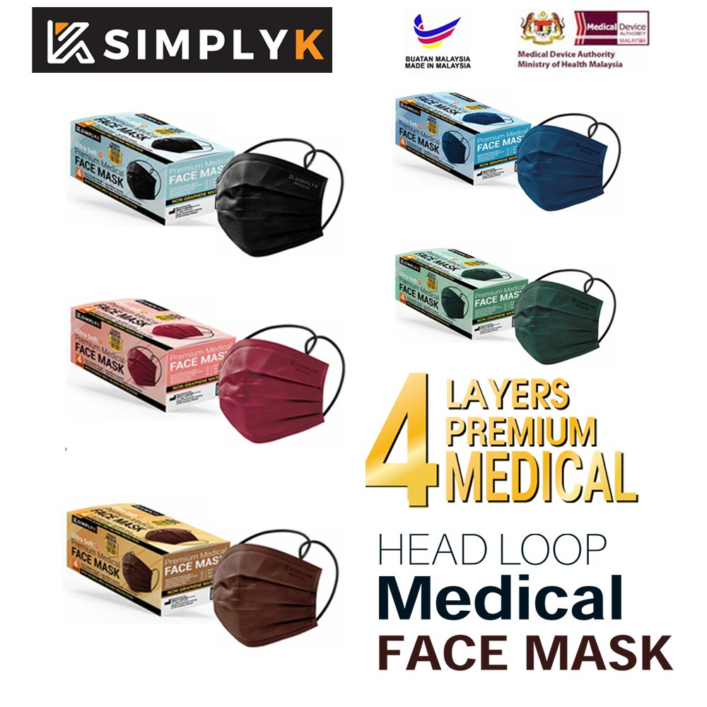 [Ready Stock] SimplyK Head Loop 50pcs Face mask 4Ply Face mask 50pcs ...