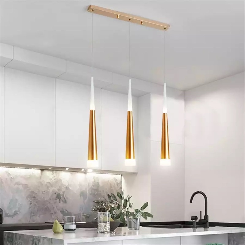 Modern Kitchen Island Pendant Light LED Cone Pipe Light Acrylic Shade ...