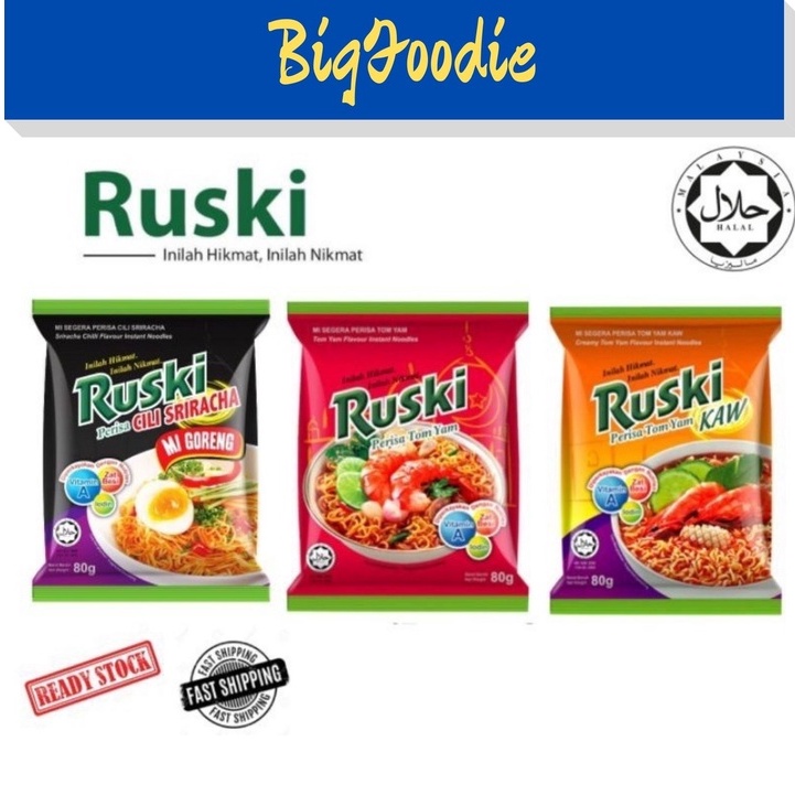 [BFD] Ruski Instant Noodles 80gmx5s (TomYam/Mi-Goreng) | Shopee Malaysia