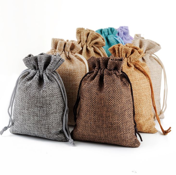 Drawstring Burlap Bag Linen Pouch Mini Jute Bag Gift Bag Drawstring ...