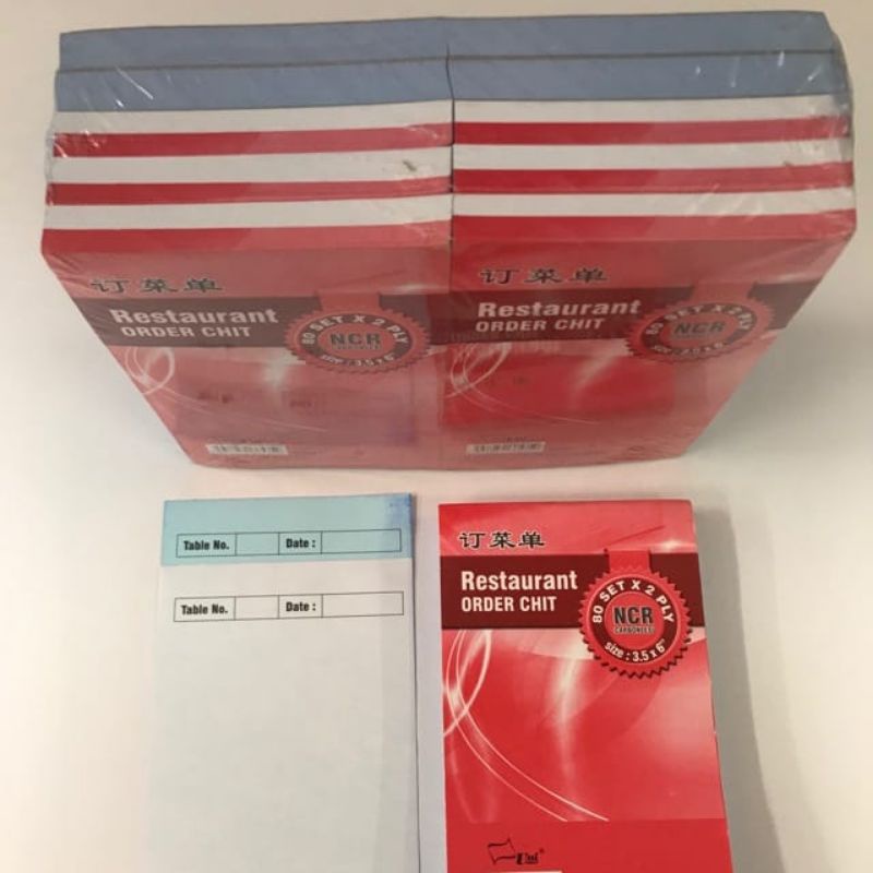 Restaurant Order Chit Book brand Uni 3.5"*6" NCR 2ply@80set(pack/10 ...