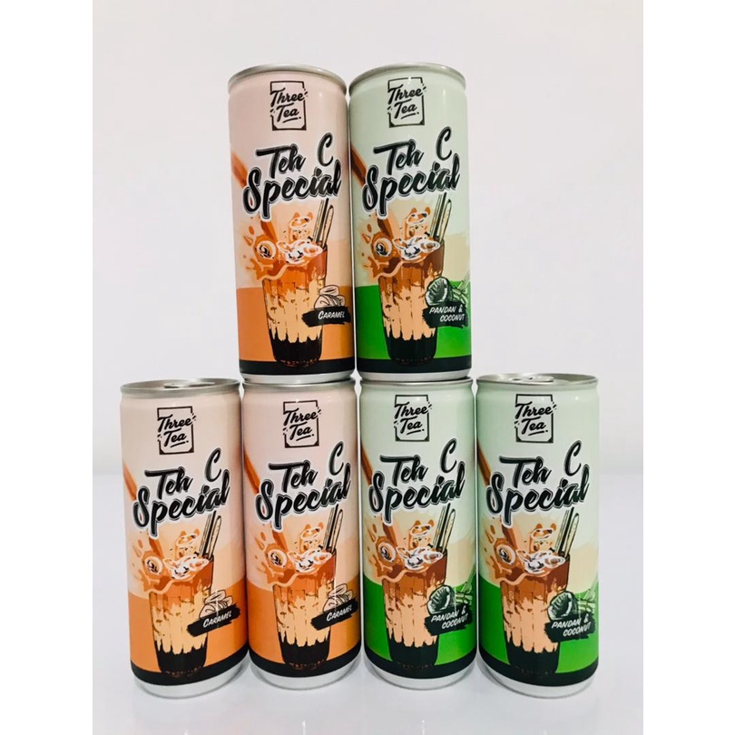 READY STOCK SARAWAK Three Tea Teh C Special ->Pandan&Coconut/Caramel 240ml HALAL | Shopee Malaysia