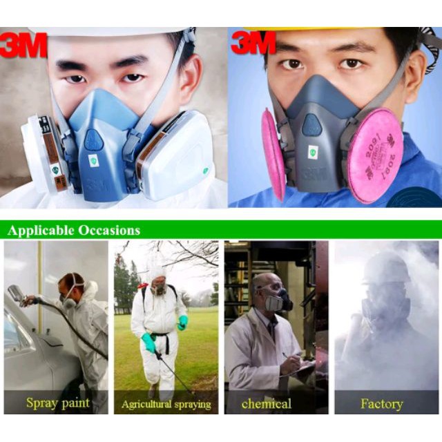 9in1 | 3M mask 7502 gas respirator half face topeng debu | cat ...
