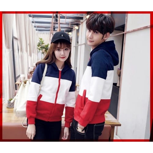 HITAM MERAH PUTIH Couple Jacket 3cl Combination Of White Black Red Blue ...