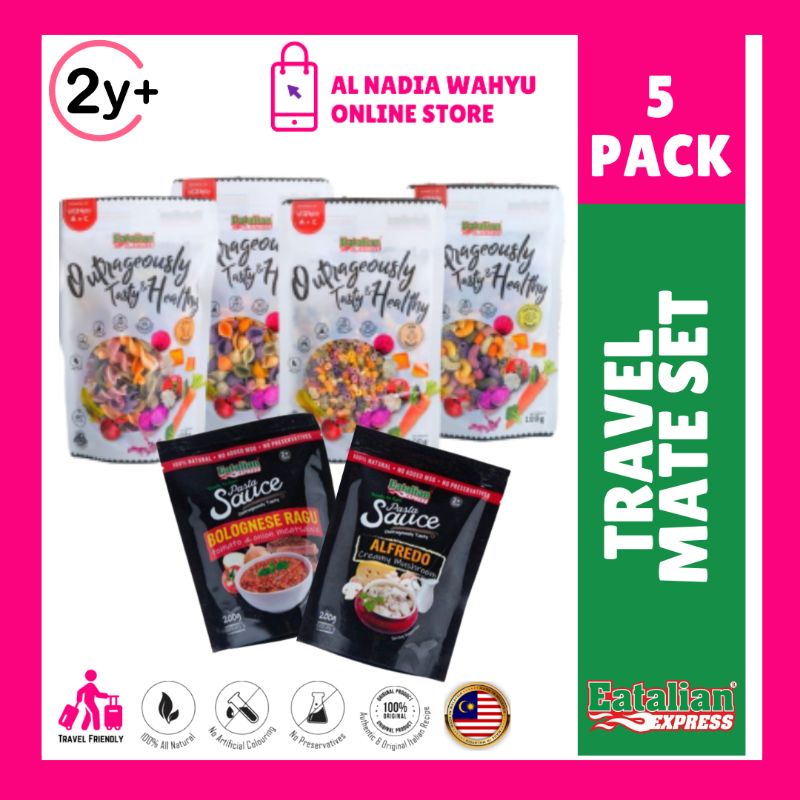 Eatalian Express Travel Mate Set 4x 100g Mixed Vegetable Pasta + 1x ...