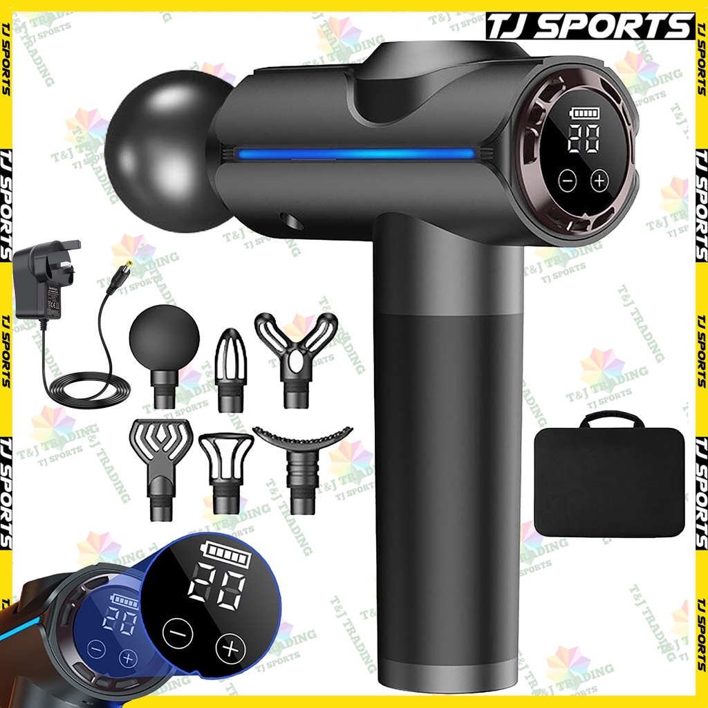 Mesin Urut Electric Massage Gun LCD 20 Speed Deep Tissue Percussion ...