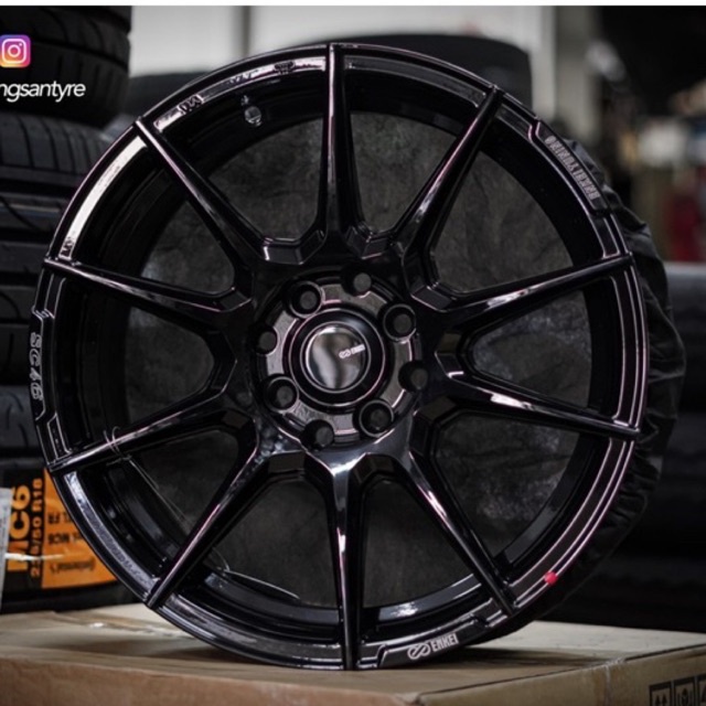 Original Enkei Tuning SC46 Ready Stock 16” with Glossy Black finishing. Perodua Myvi persona ...