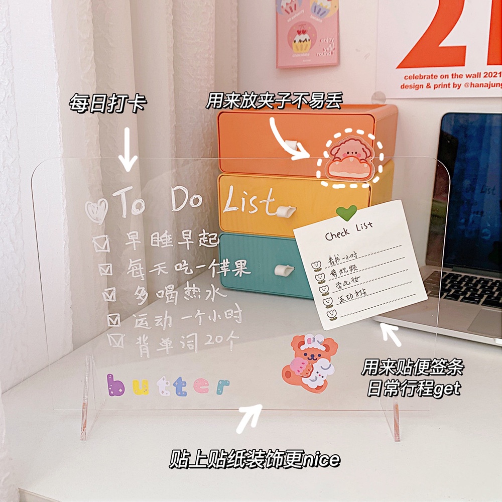 Transparent erasable acrylic memo board home message board writing ...
