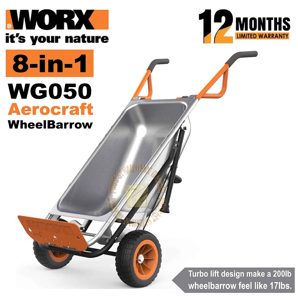 Worx WG050 Aerocart 8 in 1 Wheelbarrow / Yard Cart / Dolly | Shopee ...