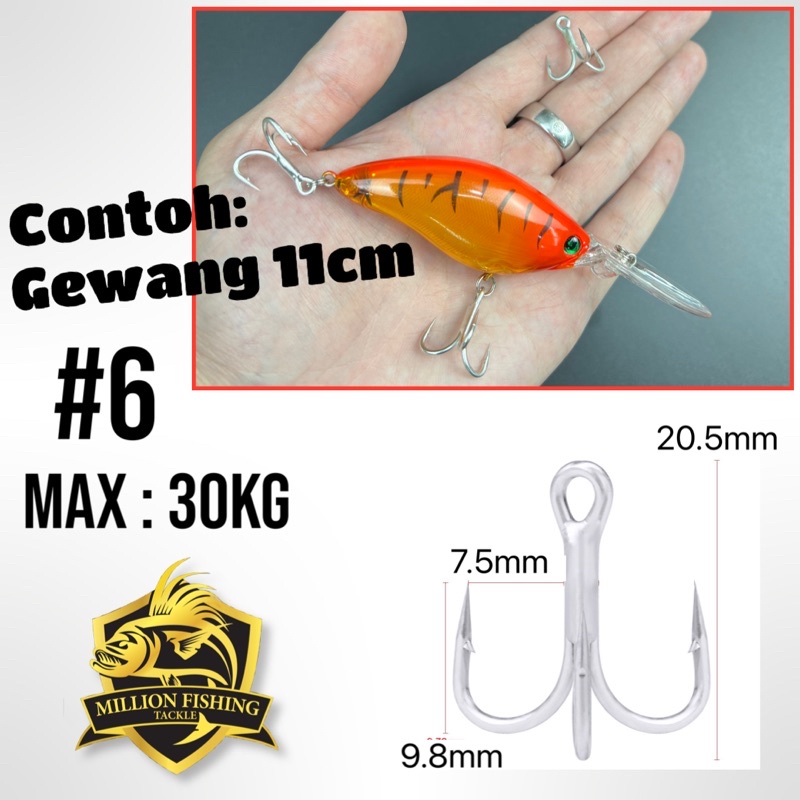 【HK040】💥x4💥Heavy Duty TRIPLE HOOK MATA TIGA X4 kuat TREBLE HOOK Fast ...