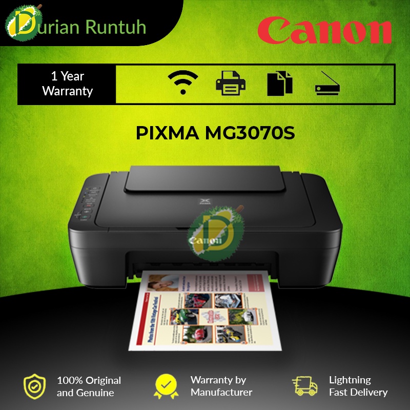 CANON PIXMA MG3070S WIRELESS 3 IN 1 COLOR INKJET PRINTER (PRINT/SCAN ...