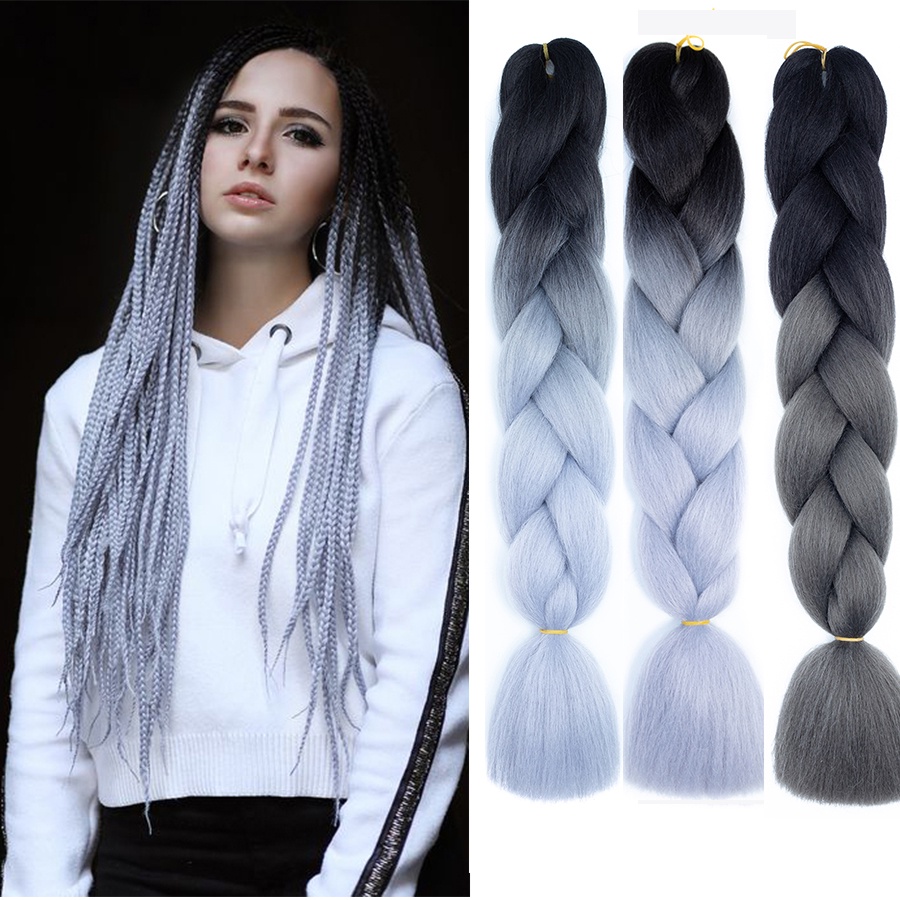 Synthetic Jumbo Braids 24Inch Hair Extension Braids White Ombre ...
